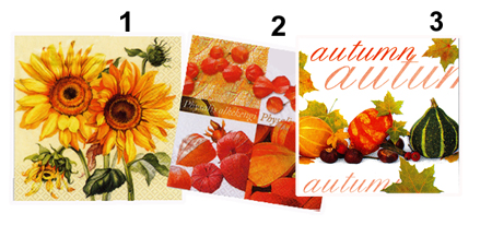 SERVIETTES COULEURS AUTOMNE, feuillage, prune, pomme,